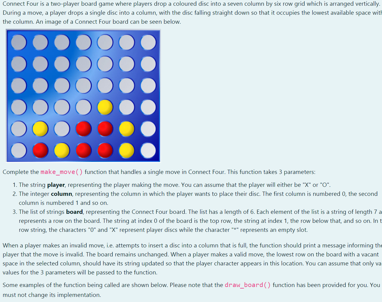 Solved Connect Four is a two-player board game where players | Chegg.com