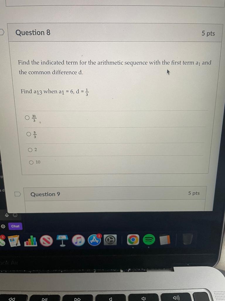 Solved > Question 8 5 pts Find the indicated term for the | Chegg.com