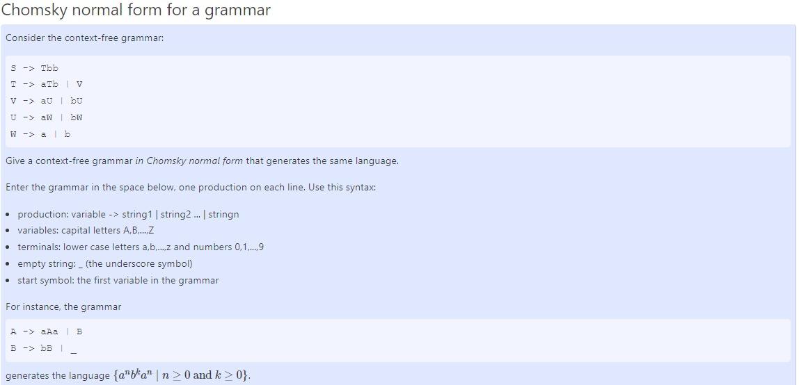 Solved Give a context-free grammar in Chomsky normal form | Chegg.com