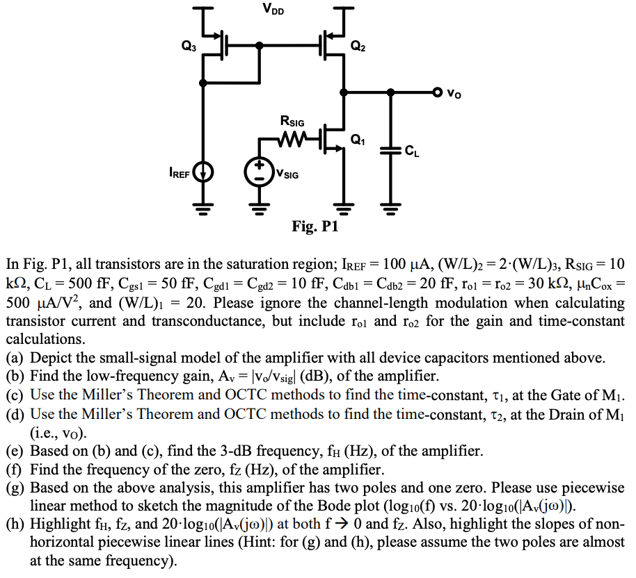 0 IG REF VSIG Fig. P1 In Fig. Pi, all transistors are | Chegg.com