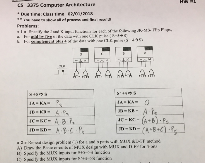 HW # 1 cS 3375 Computer Architecture * Due time: | Chegg.com