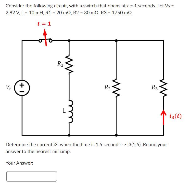 [Solved]: Consider the following circuit, with a switch th