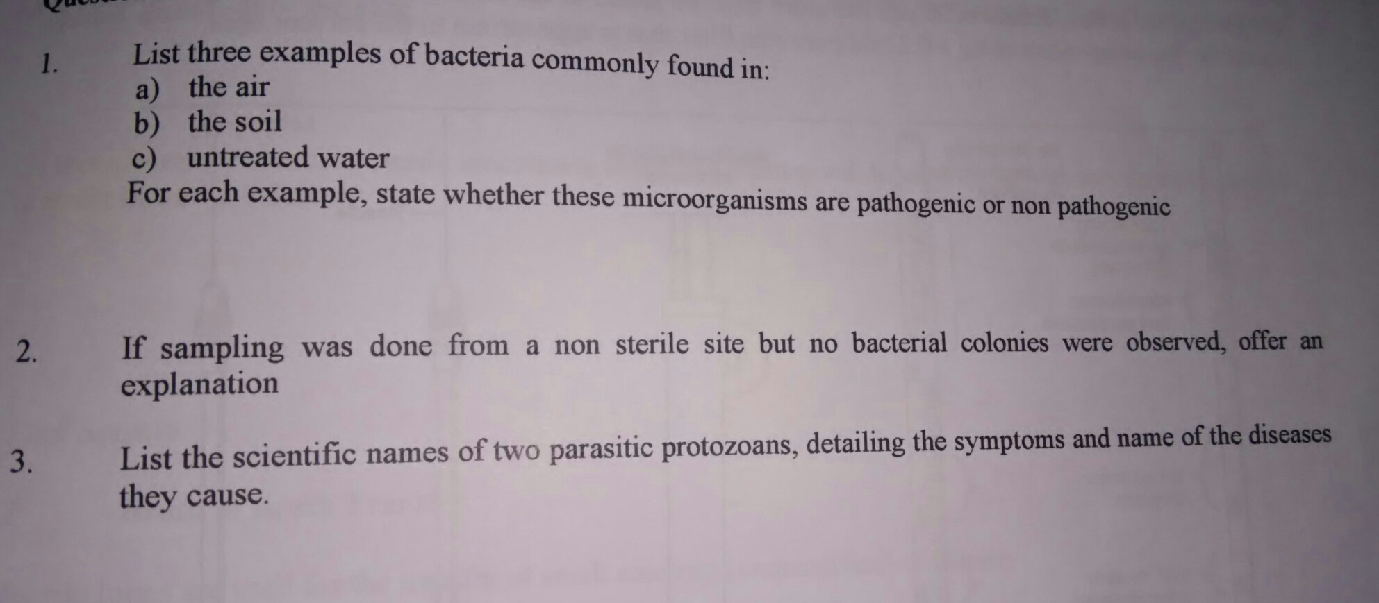 Solved List three examples of bacteria commonly found in: a) | Chegg.com