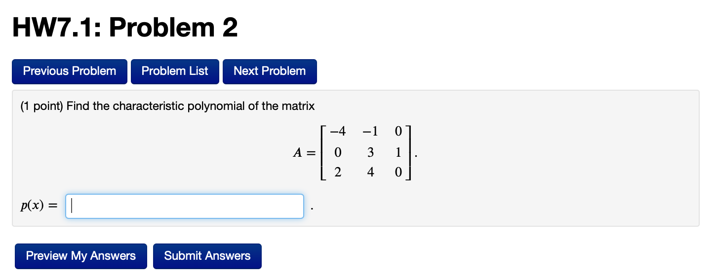 Solved HW7.1: Problem 2 Previous Problem Problem List Next | Chegg.com