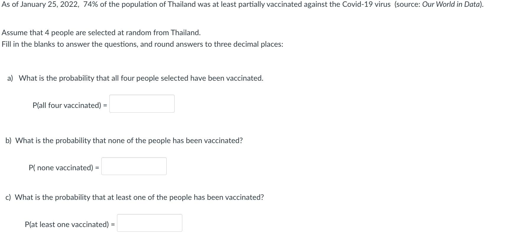Solved As of January 25,2022,74% of the population of | Chegg.com