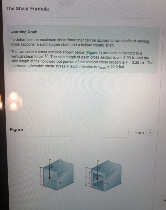 Solved The Shear Formula Learning Goal: To determine the | Chegg.com