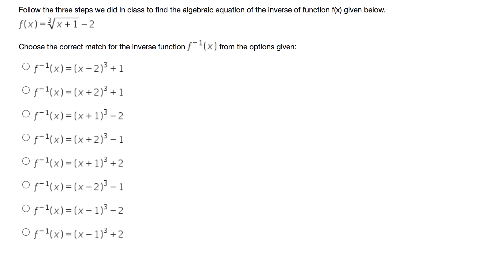 Solved Follow the three steps we did in class to find the | Chegg.com