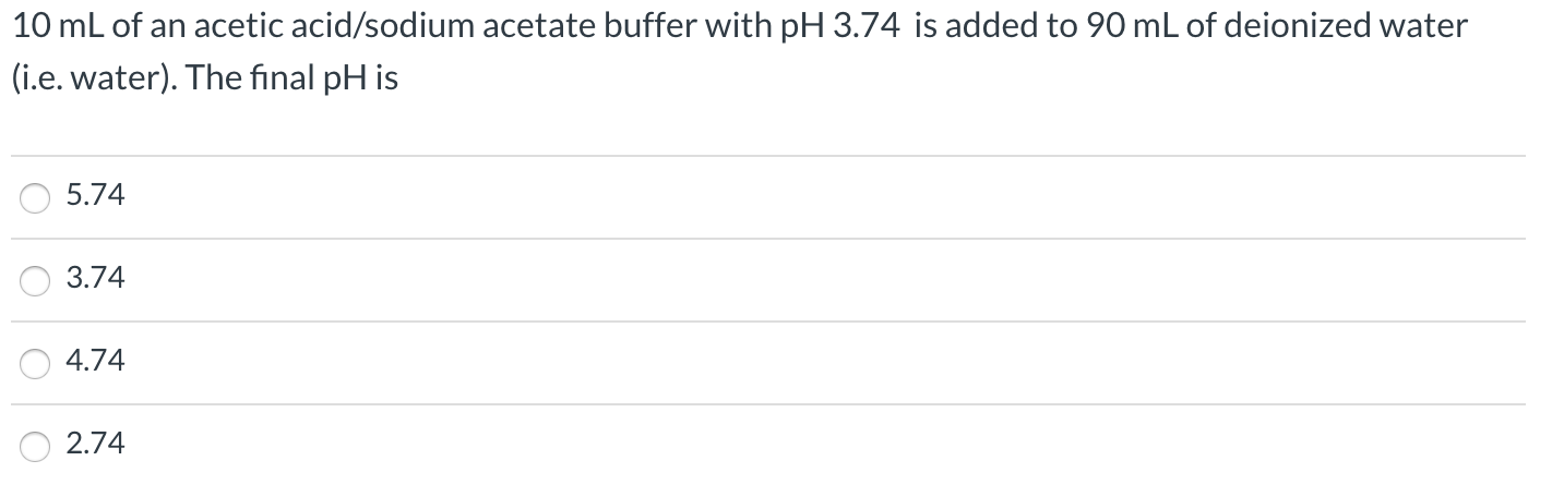 Solved 10 mL of an acetic acid/sodium acetate buffer with pH | Chegg.com
