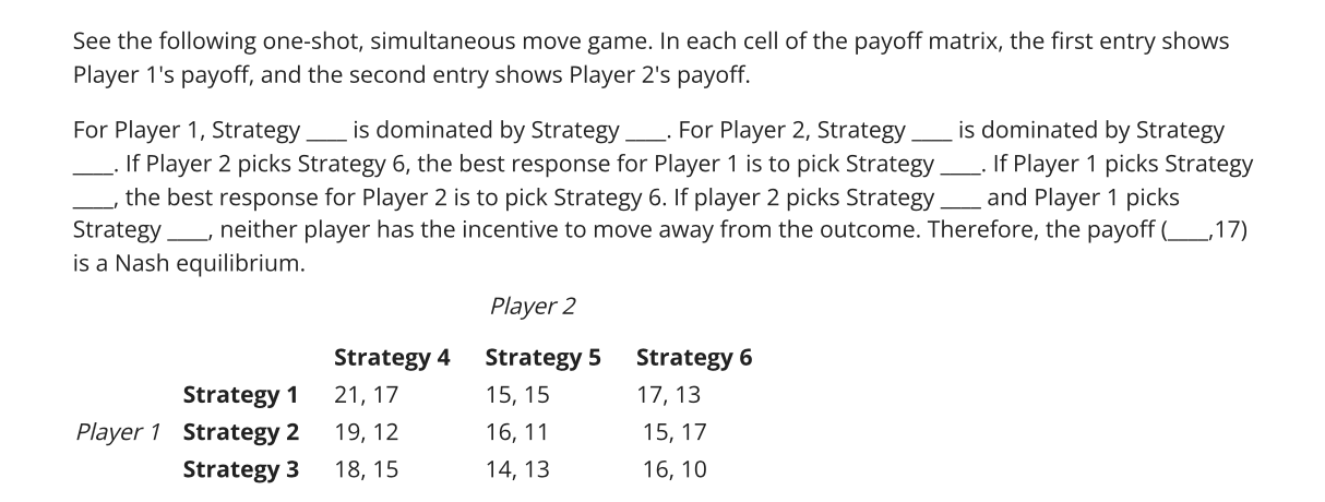 Solved See the following one-shot, simultaneous move game. | Chegg.com