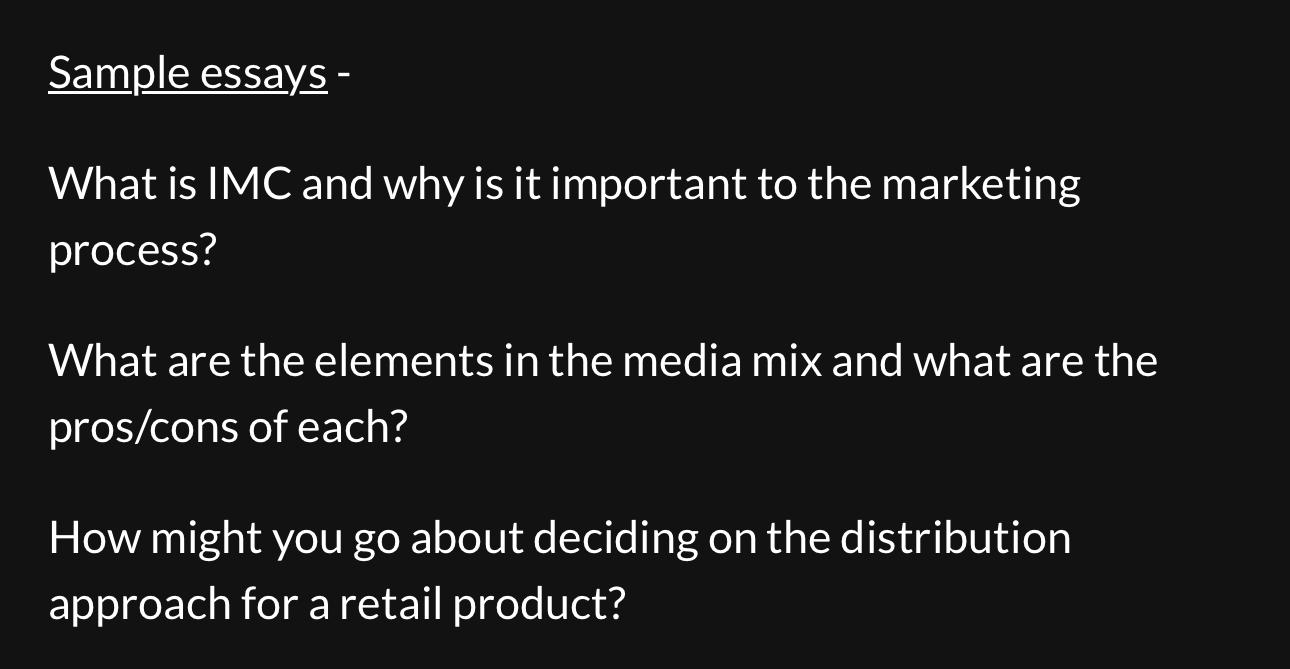 Solved Sample essays - What is IMC and why is it important | Chegg.com