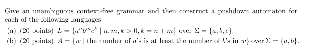 Solved Give an unambiguous context-free grammar and then | Chegg.com