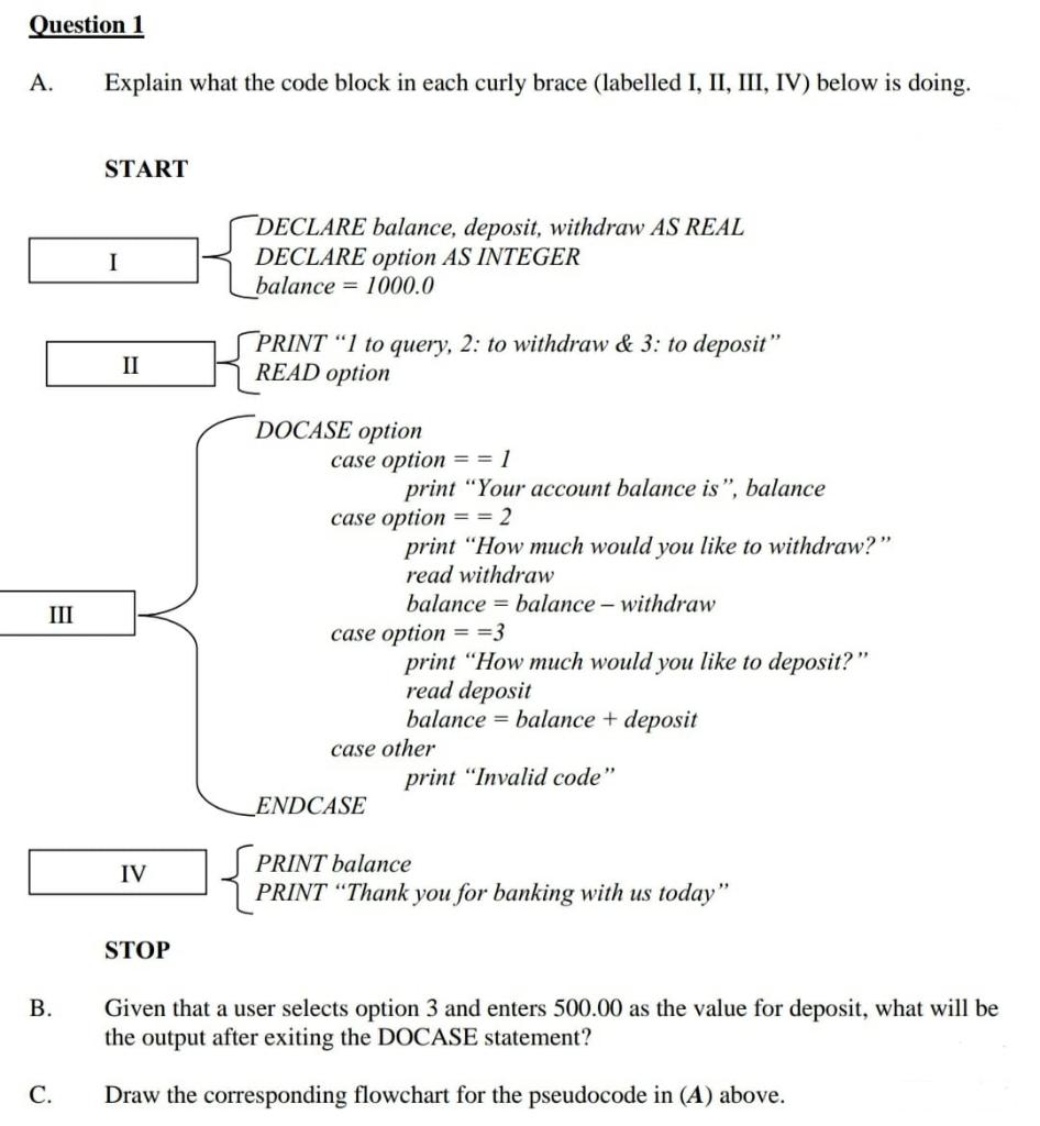 Solved Question 1 A. Explain what the code block in each | Chegg.com