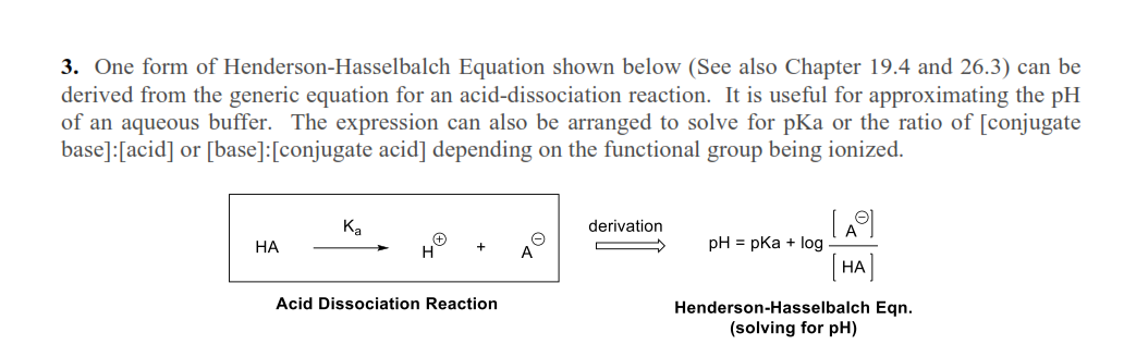 3. One form of Henderson-Hasselbalch Equation shown | Chegg.com
