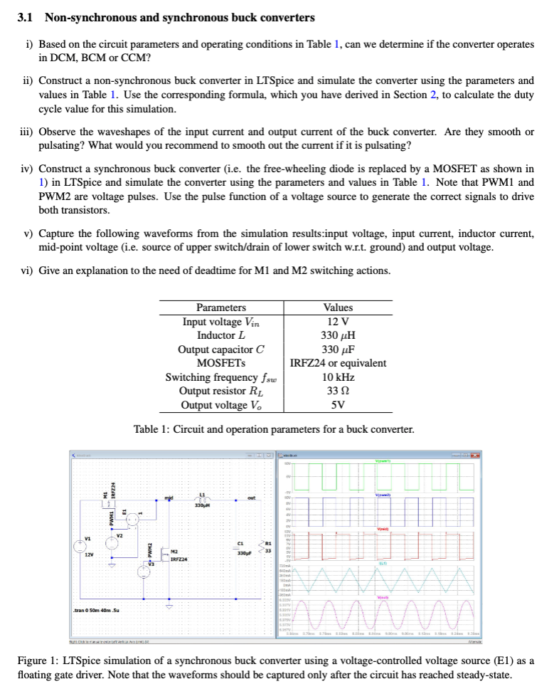 Solved 3.1 Non-synchronous and synchronous buck converters | Chegg.com