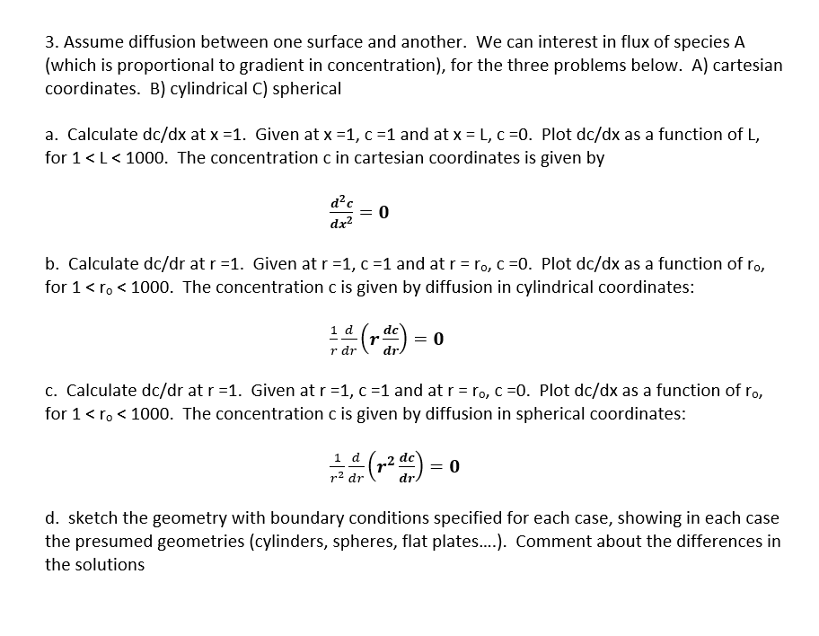Solved 3. Assume diffusion between one surface and another. | Chegg.com