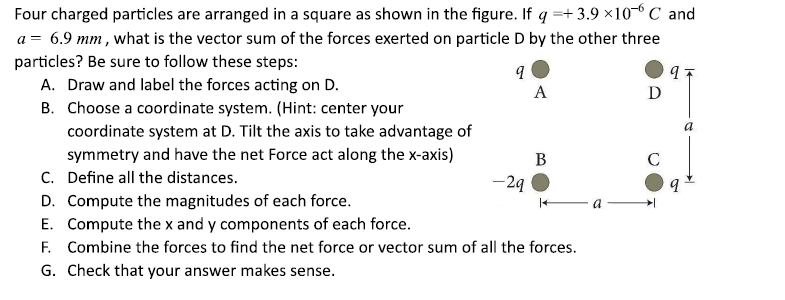 Solved Four charged particles are arranged in a square as | Chegg.com