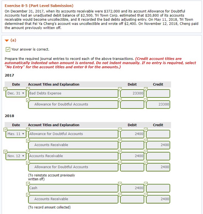 Solved Exercise 8-5 (Part Level Submission) On December 31, | Chegg.com