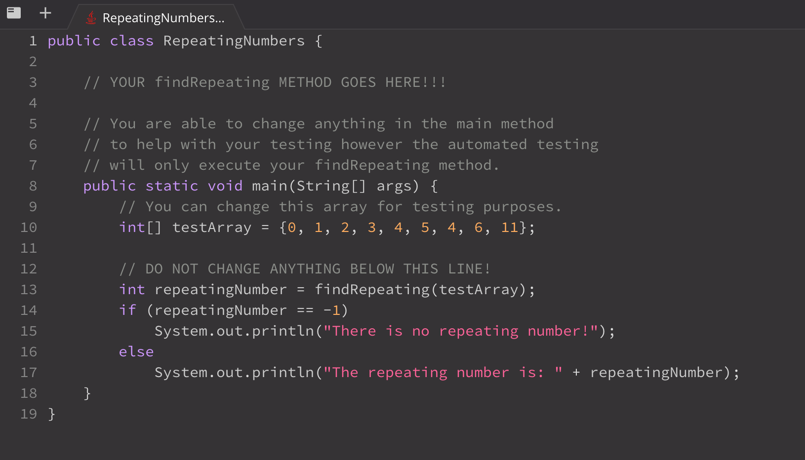 Solved Repeating Numbers Method (Q3) Your task is to create | Chegg.com