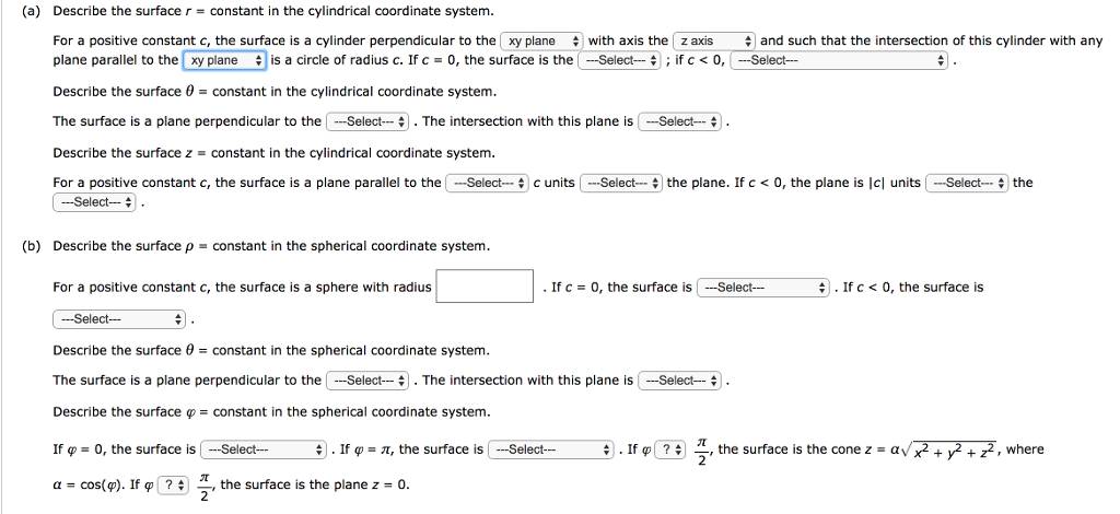 Solved (a) Describe the surface r = constant in the | Chegg.com