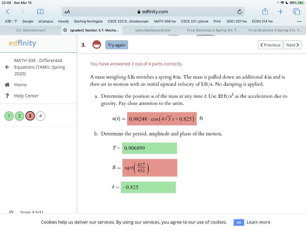 Solved 22:48 Sun Mar 15 E-T Google edfinity.com D Campus | Chegg.com
