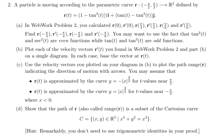 Solved 2. A particle is moving according to the parametric | Chegg.com