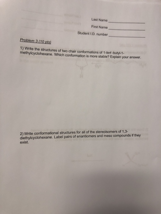 Solved Last Name First Name Student I.D. number Problem 3 | Chegg.com