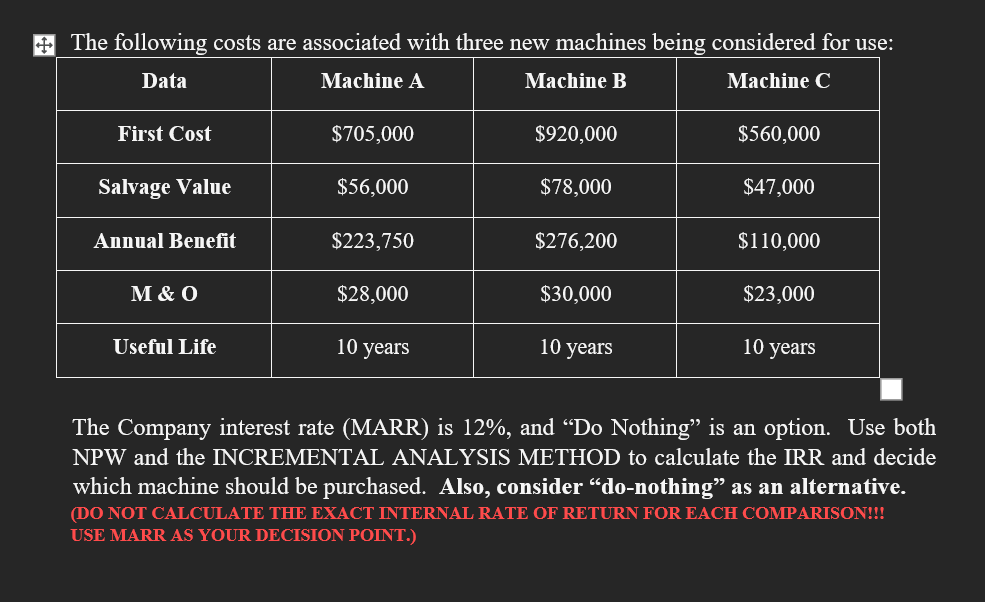The Company interest rate (MARR) is 12%, and "Do | Chegg.com