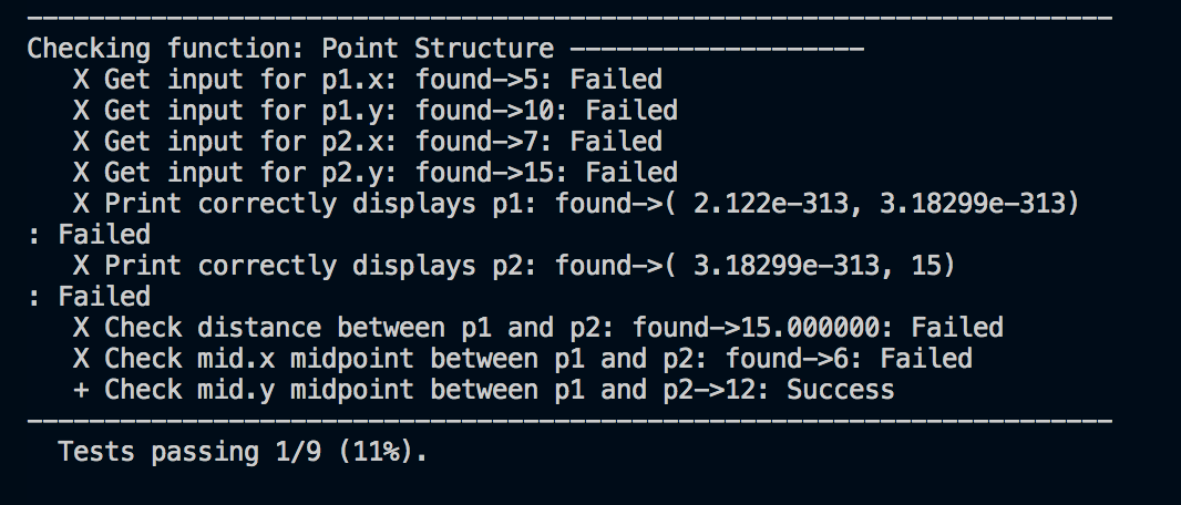 Solved Tests passing 1/9(11%). | Chegg.com