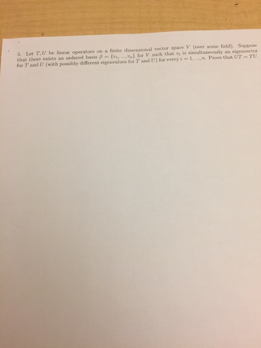 Solved 5. Let T,U be linear operators on a finite | Chegg.com