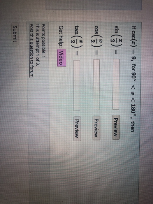Solved Solve 9 cos(2w) 9 sin (w) +4 for all solutions 0 Sw