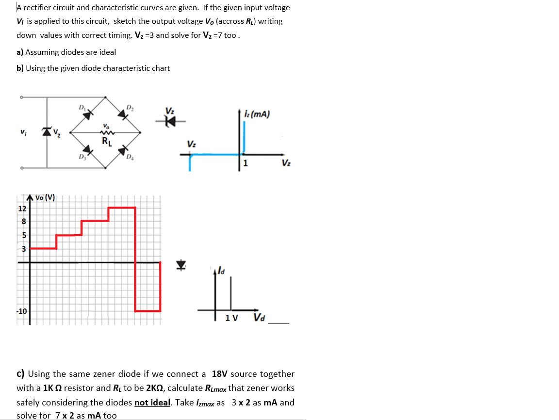 Solved A Rectifier Circuit And Characteristic Curves Are 8847