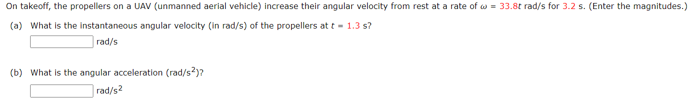 Solved On takeoff, the propellers on a UAV (unmanned aerial | Chegg.com