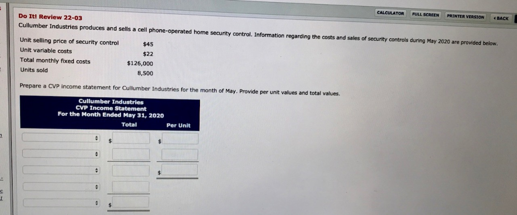 Solved CALCULATOR FULL SCREEN PRINTER VERSION BACK Do It! | Chegg.com
