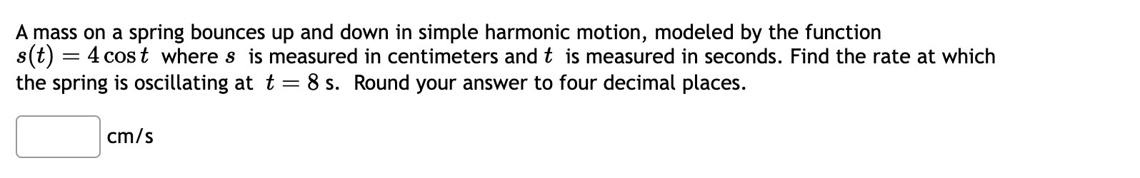 Solved A mass on a spring bounces up and down in simple | Chegg.com