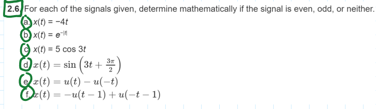 Solved 2.6. For each of the signals given, determine | Chegg.com