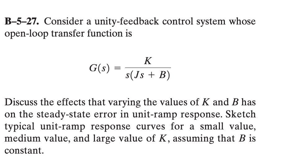 Solved B-5-27. Consider a unity-feedback control system | Chegg.com