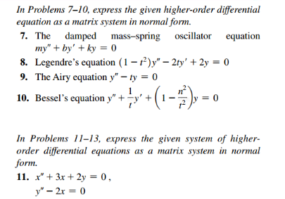 Solved In Problems 7-10, express the given higher-order | Chegg.com