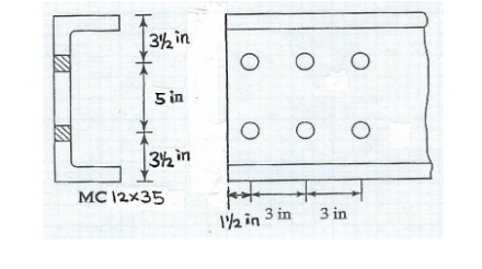 Solved A MC12x35 (A36) with two lines of ⅝-in diameter H.S. | Chegg.com