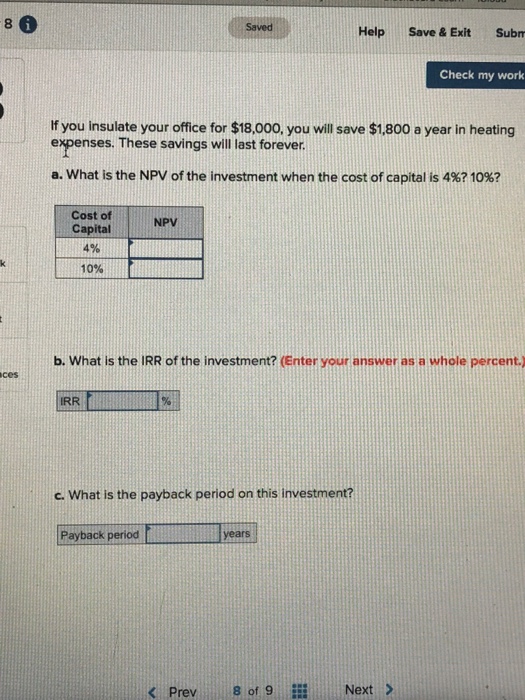 Solved 8 Saved Help Save & Exit Subm Check my work If you | Chegg.com