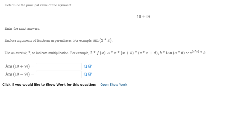 Solved Determine The Principal Value Of The Argument 10 9