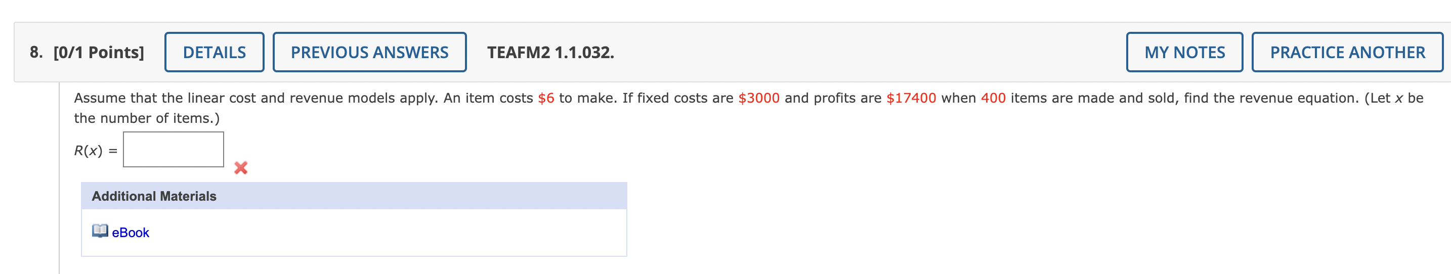 Solved the number of items.) R(x)= | Chegg.com