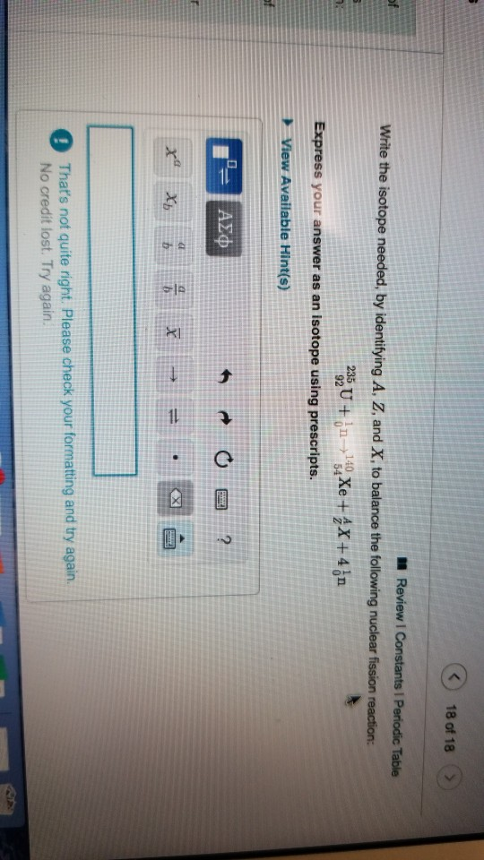 Solved 18 of 18 > Review | Constants 1 Periodic Table Write | Chegg.com