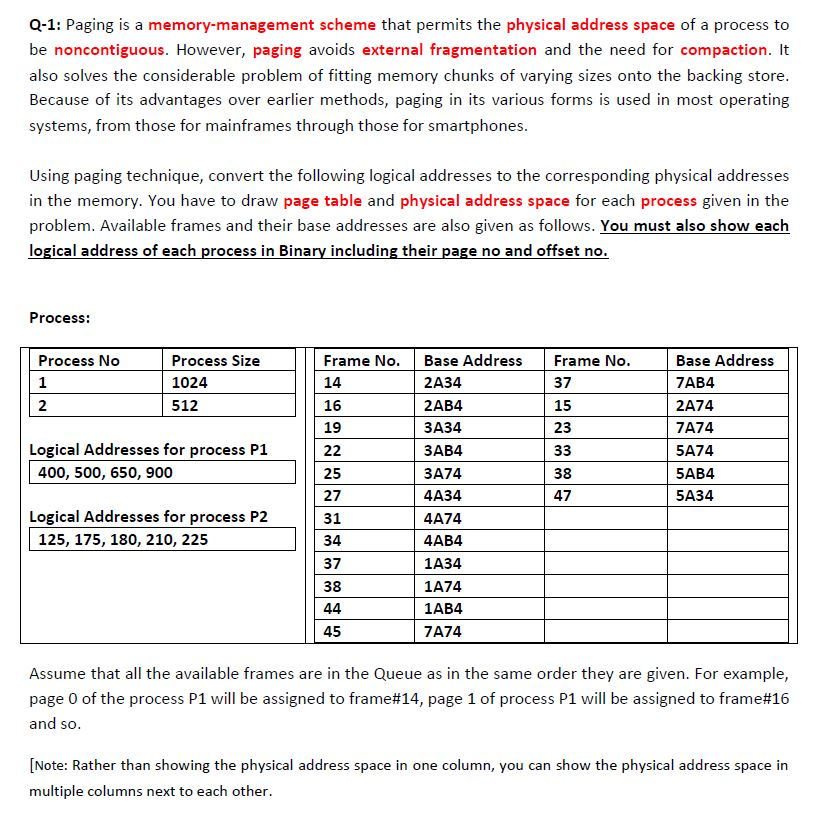 Solved Q-1: Paging is a memory-management scheme that | Chegg.com