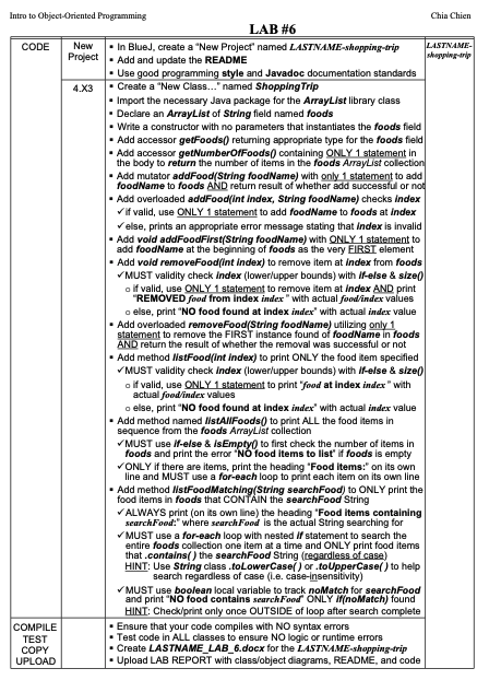 Solved 4.X3 Intro to Object-Oriented Programming Chia Chien | Chegg.com