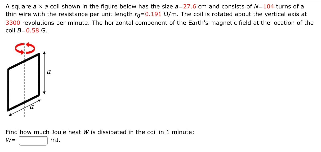 Solved A square a x a coil shown in the figure below has the | Chegg.com