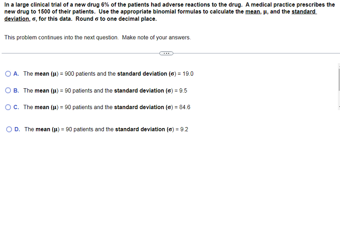 Solved In a large clinical trial of a new drug 6% of the | Chegg.com