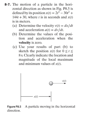Solved 8-7. The motion of a particle in the horizontal | Chegg.com