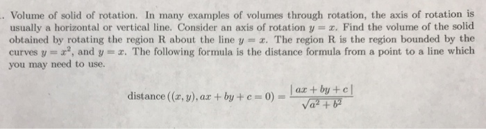 Solved . Volume of solid of rotation. In many examples of | Chegg.com