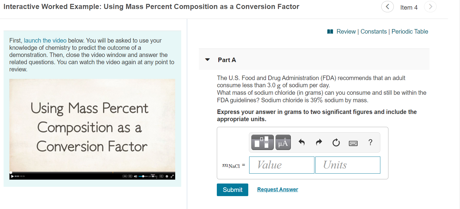 Solved Interactive Worked Example: Using Mass Percent | Chegg.com