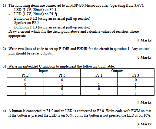 Please Solve All Questions Embedded C